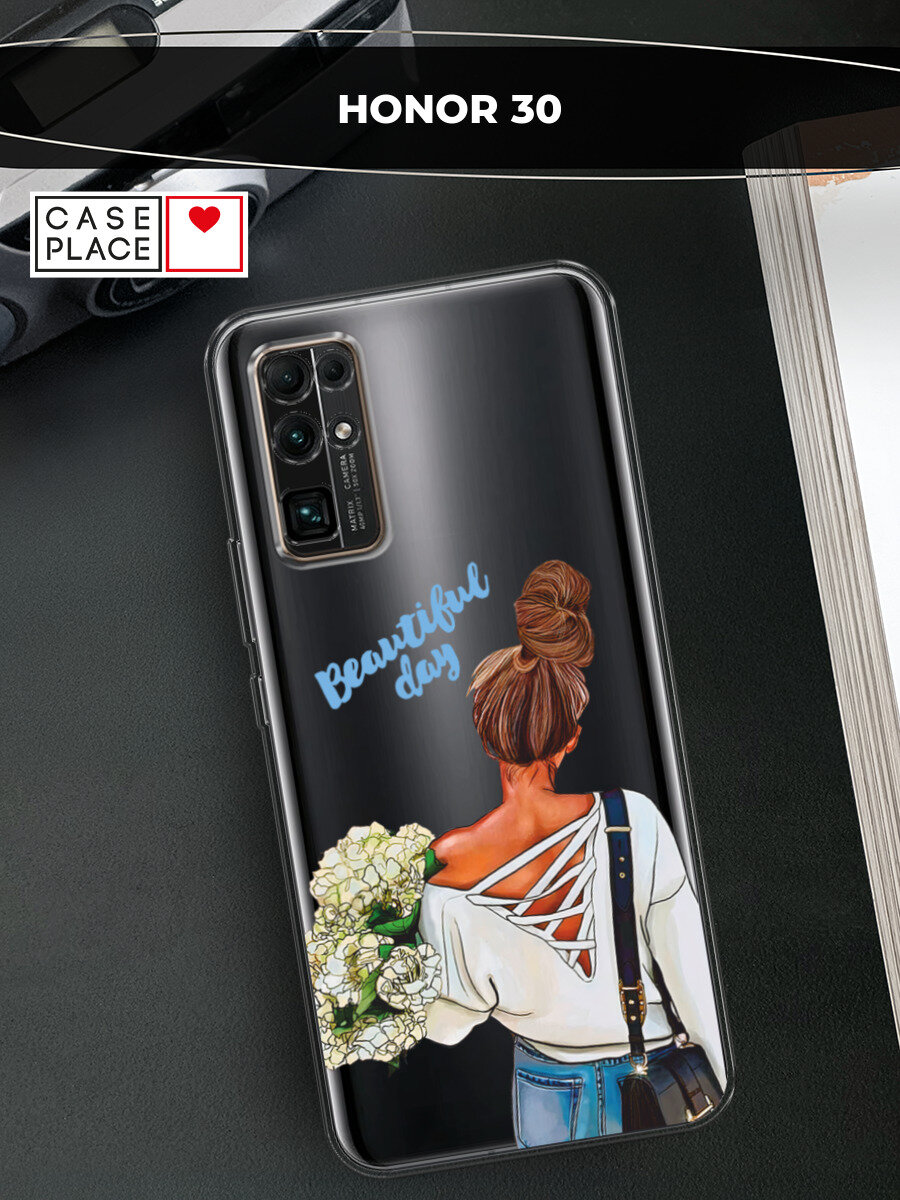 Чехол на Honor 30 / Хонор 30 с принтом Beautiful day vector, прозрачный