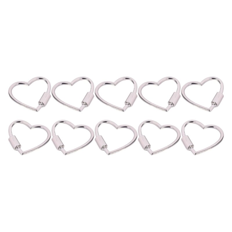 10Pieces Heart Shape Buckles Carabiner Clip with Screw Locking for Keychain Clip Handbag Strap Fasteners Hiking Gear