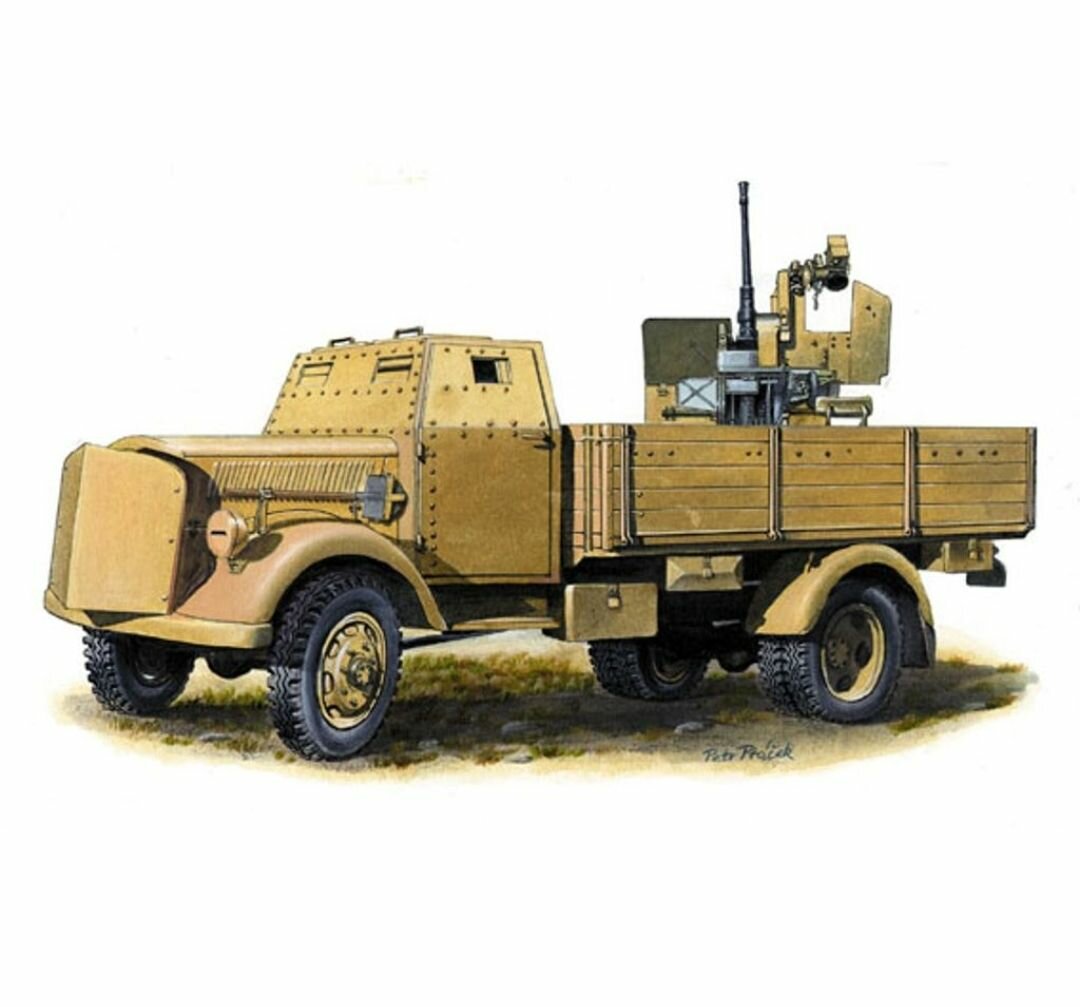 Opel Blitz Armoured Cab Flak Truck. Масштабная модель 1:72.