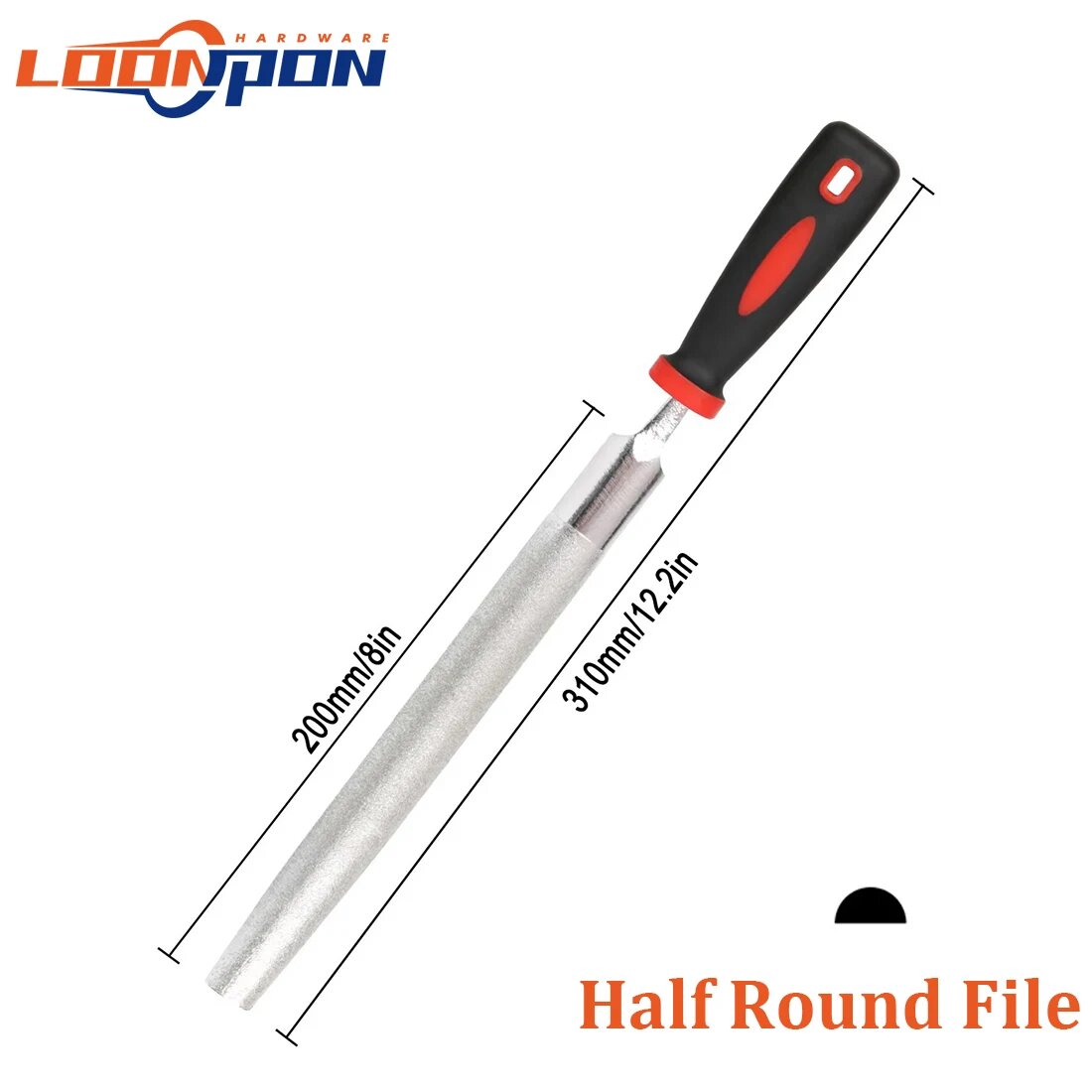 Loonpon Алмазный напильник 8 дюймов 120 зернистости Half Round File