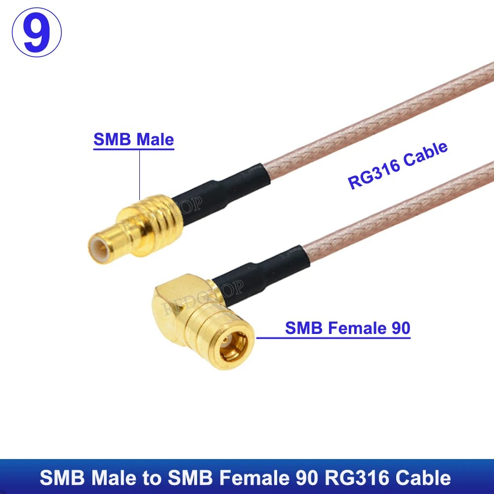 RFDOTOP RG316 SMB кабель перемычка 10 см 50CM, SMB M to SMB F90