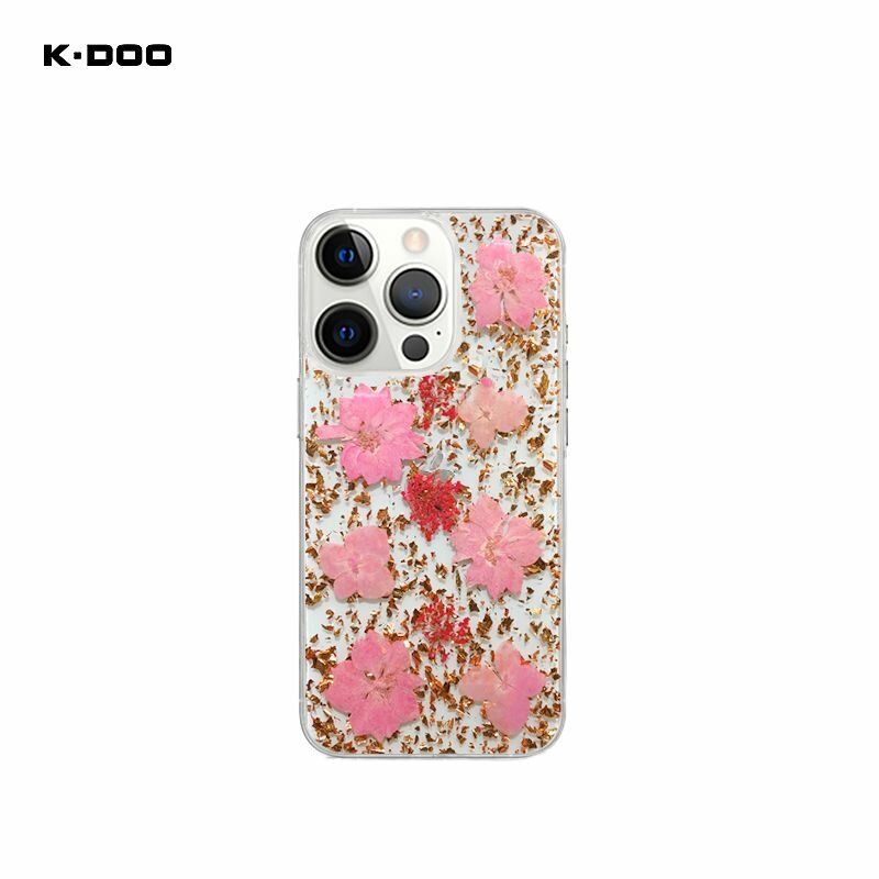 Чехол Flowers для iPhone 14 Pro, розовый