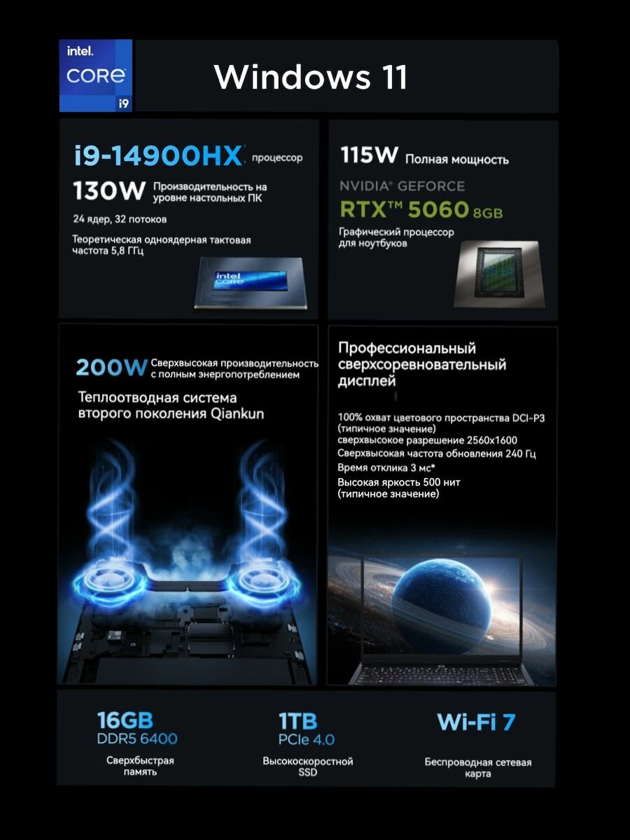 Игровой ноутбук Lenovo Legion/Y7000P，I9-14900HX，RTX5060，32ГБ/2ТБ, Русская раскладка — фото 1