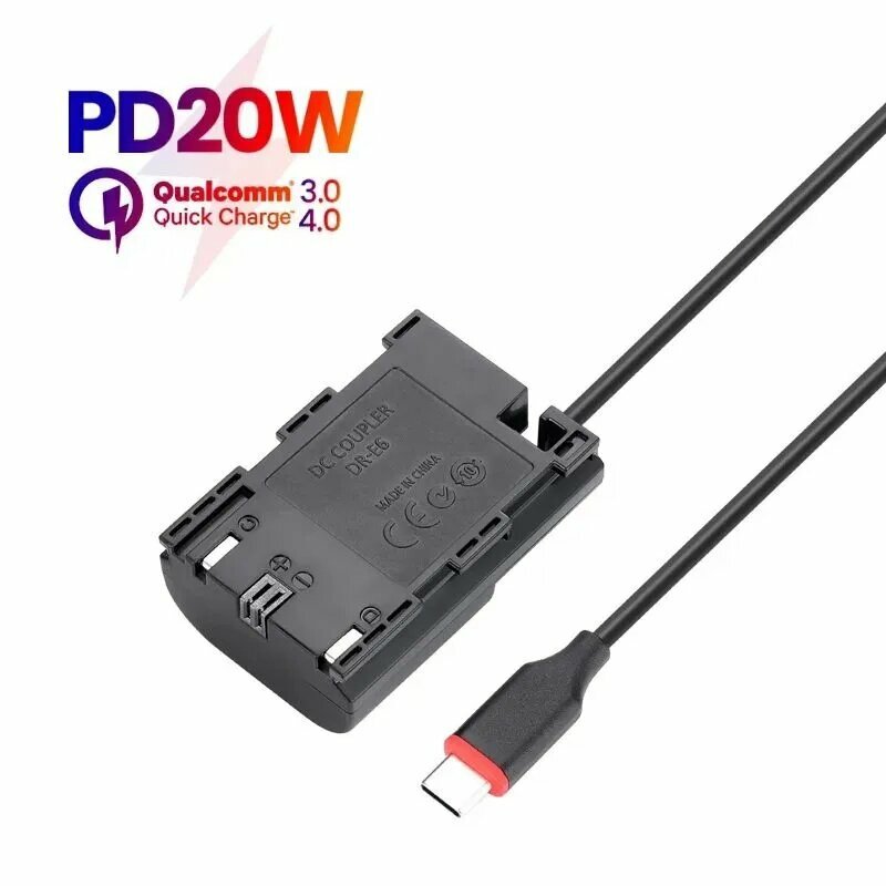 Тип USB C TO LP-E6N фиктивный аккумулятор DC Power AC адаптер для Canon EOS 5D 6D 7D Mark II III IV 5DS R WFT-E7 зарядное устройство для камеры