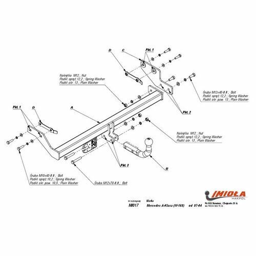 Фаркоп VOLKSWAGEN (JETTA (excl. Hybrid)) IMIOLA m017
