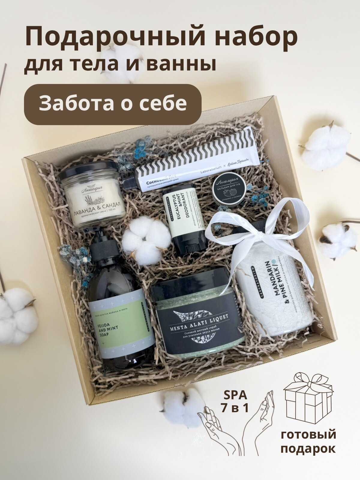 Подарочный набор косметики LABORATORIUM Beauty Box «Забота о себе», набор уходовой косметики, подарок на 8 марта