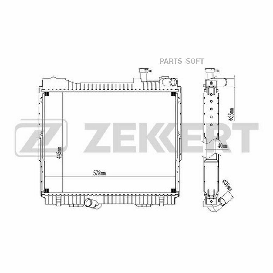 Радиатор охлаждения двигателя Nissan Atleon 03- Cabstar (F24_) 06- NT500 13- от официального дистрибьютора, ZEKKERT, артикул MK1603