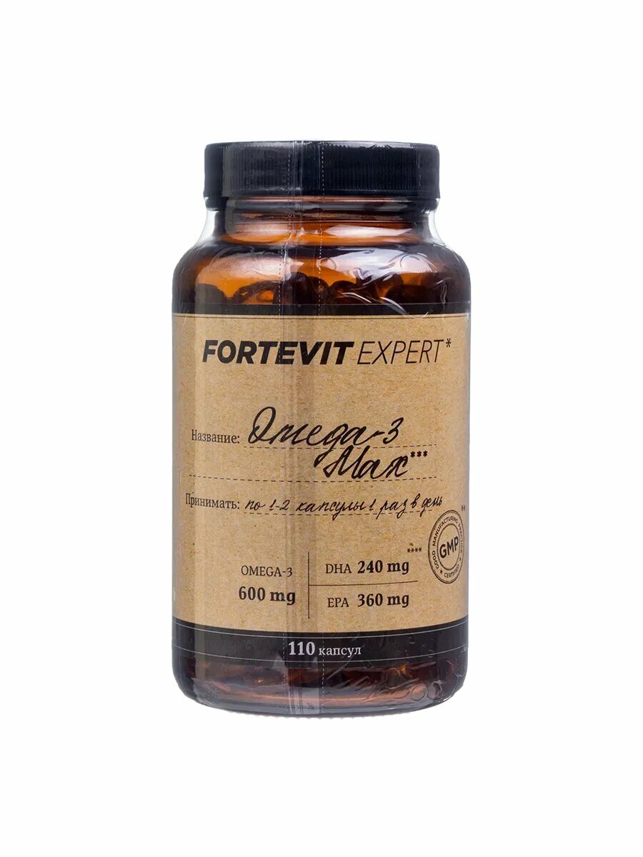 Fortevit Expert Омега-3 Макс 600 мг ЭПГ и ДГК/Omega-3 Max 600 mg EPA&DHA капсулы массой 1400 мг 110 шт