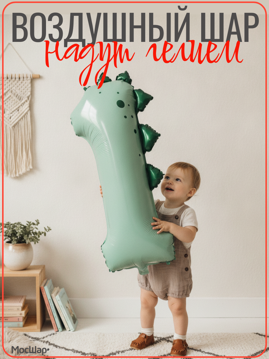 Воздушные шары с гелием на годик, шарики ребенку на 1 год в надутом виде, шар-цифра 1