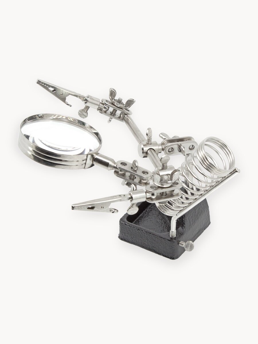 Держатель с лупой FZ1062T/Третья рука/Зажим для плат/Подставка для паяльника/Зажим для пайки