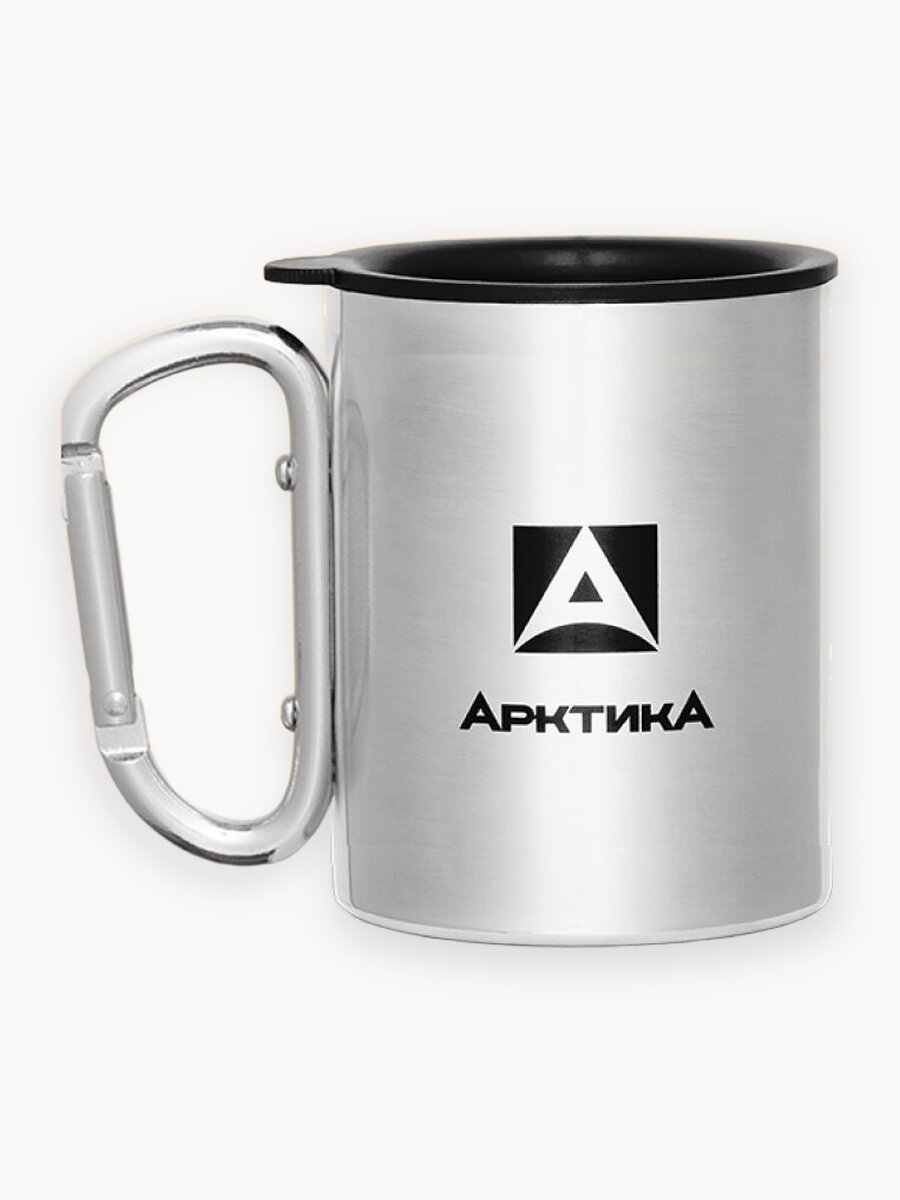 Термос кружка 400 мл с ручкой-карабином Арктика 801К стальная