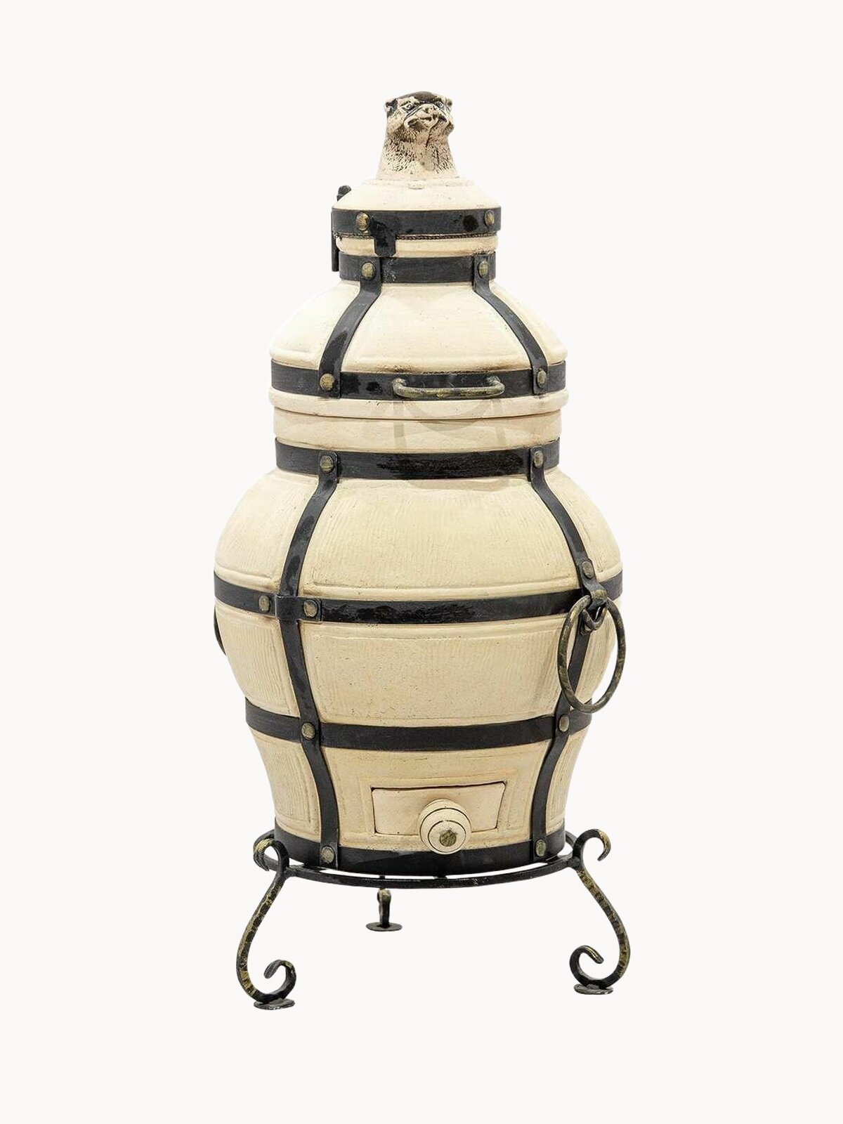 Ахмат с откидной крышкой - тандыр для дачи маленький с термометром (требует установки) - 30 л, Технокерамика.