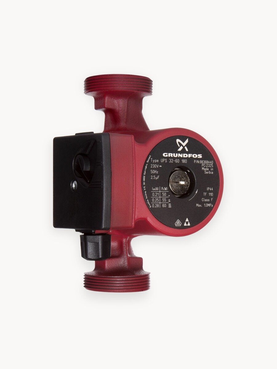 Насос циркуляционный Grundfos UPS 32-60, чугунный корпус, 3-скоростной двигатель, IP44