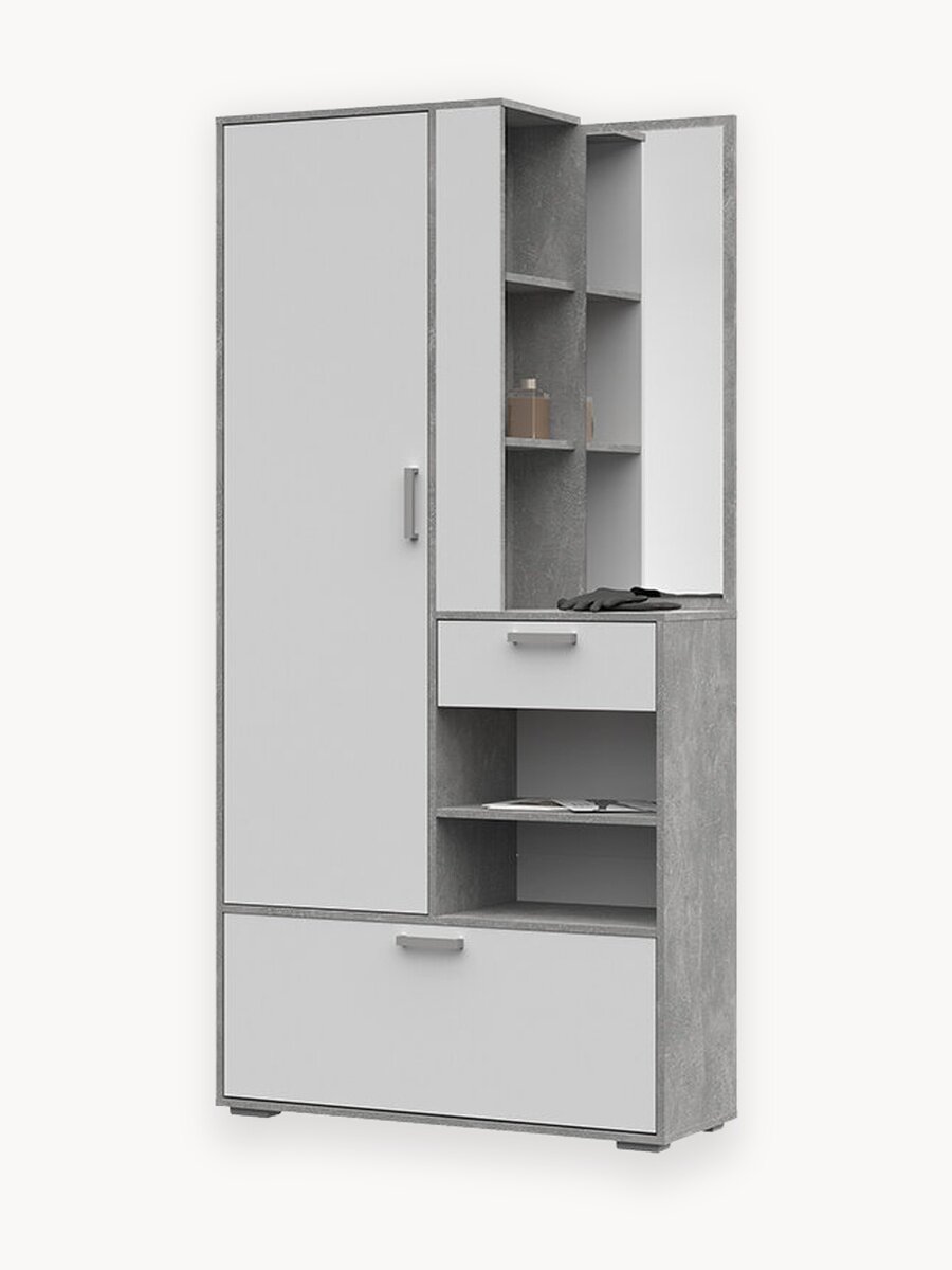 Прихожая мебель в коридор Денвер 100х195х35,4 см, цвет ателье светлое/белый