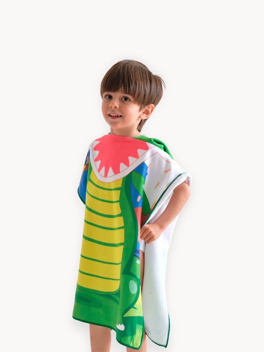 Полотенце-пончо детский LoveLife "Дино" 60х120 см, 100% пэ, 225 г/м2