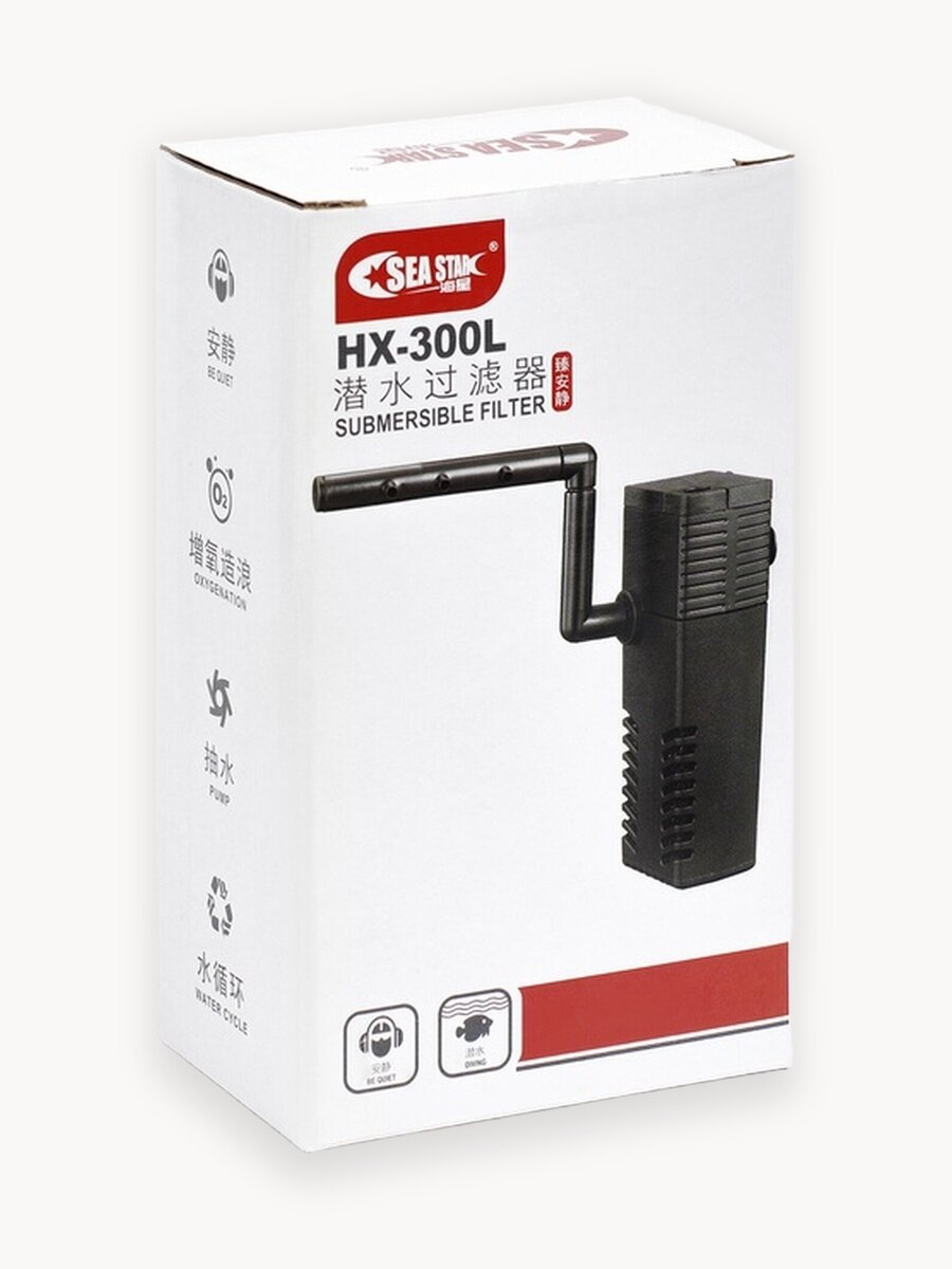 Фильтр внутренний Sea Star HX-300L, 400 л/ч, 5 Вт, с дождевальной флейтой