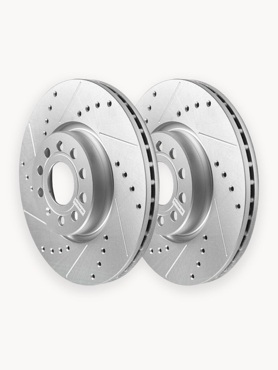 Диски тормозные передние 2шт. PowerStop Evolution с перфорацией и насечками на AUDI A1 A3 Q3 TT, SKODA YETI KODIAQ SUPERB, VW GOLF PASSAT TIGUAN