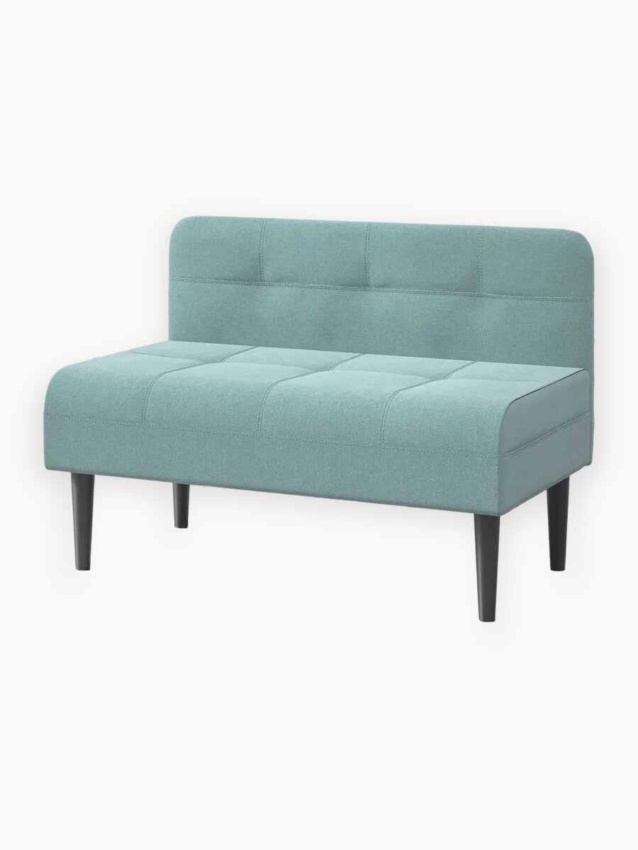 Диван двухместный MVM Черри 100 см, прямой, зеленый, микрошенилл, опоры бук (черные), не раскладной, 1 шт.