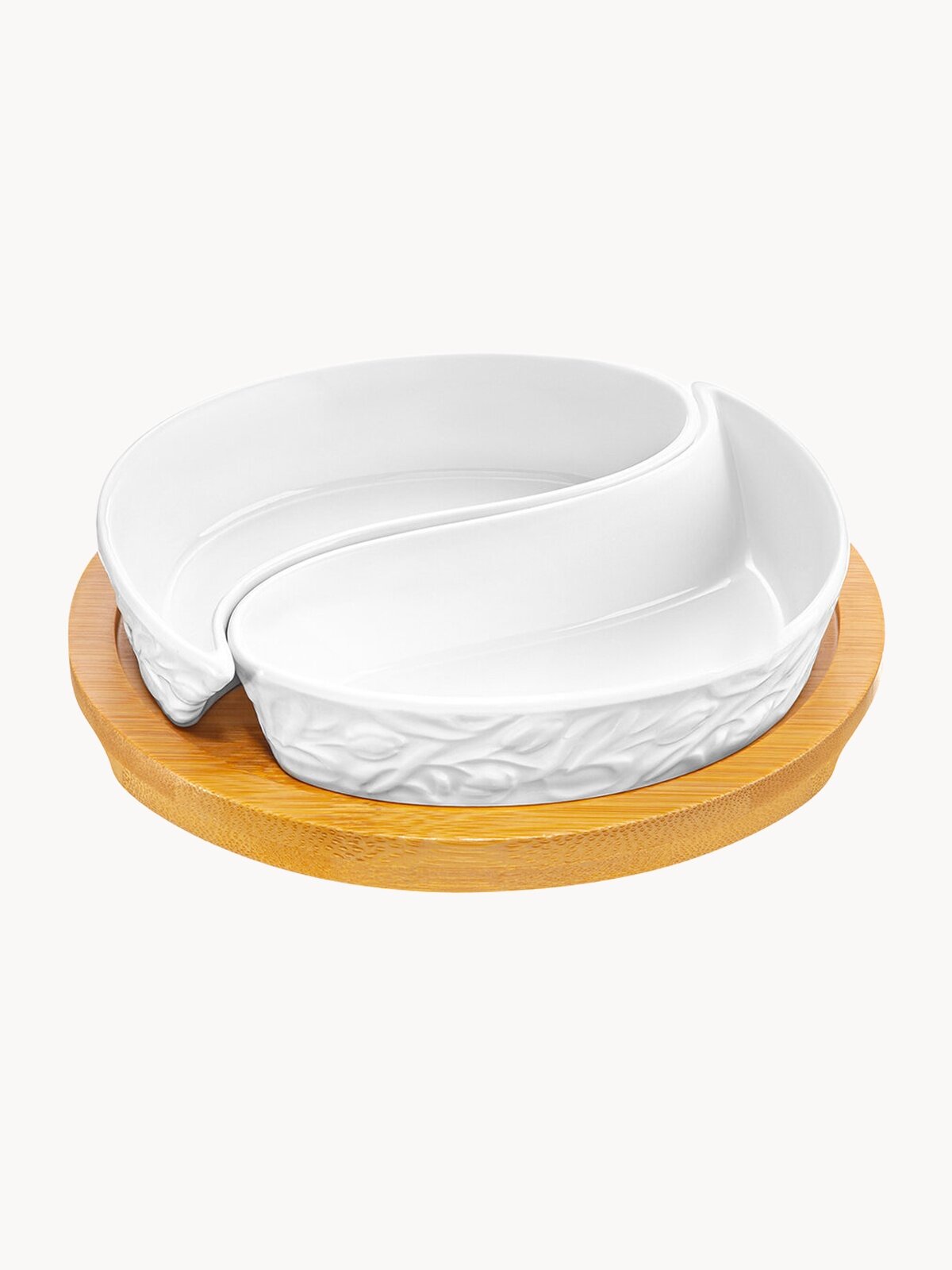 Тарелка, блюдо, менажница под оливки 15,5х15,5х3,5 см Elan Gallery Инь-Янь тюльпаны, на деревянной подставке