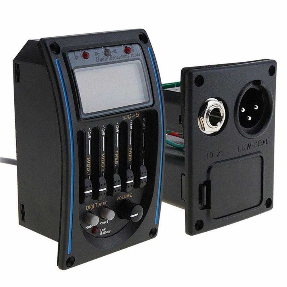 1 комплект ЖК-дисплея 5-Полосный Предусилитель Для Акустической Гитары, Эквалайзер, Пьезо-Звукосниматель, Тюнер, Усилитель