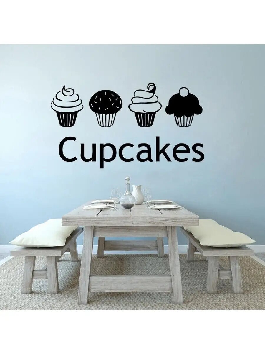 Наклейка на стену для декора интерьерная Cupcakes