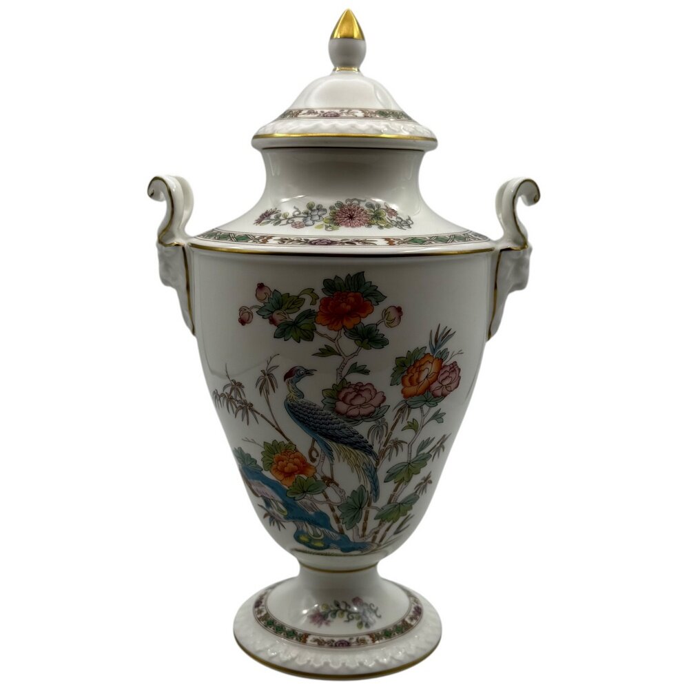 Ваза - амфора "Kutani Crane" с крышкой, 24 см, фарфор, 1971-1998 гг, Wedgwood, Англия