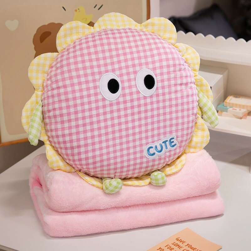 Dopamine sunflower автокресельная подушка с складным одеялом для путешествий и дневных перерывов, розовый