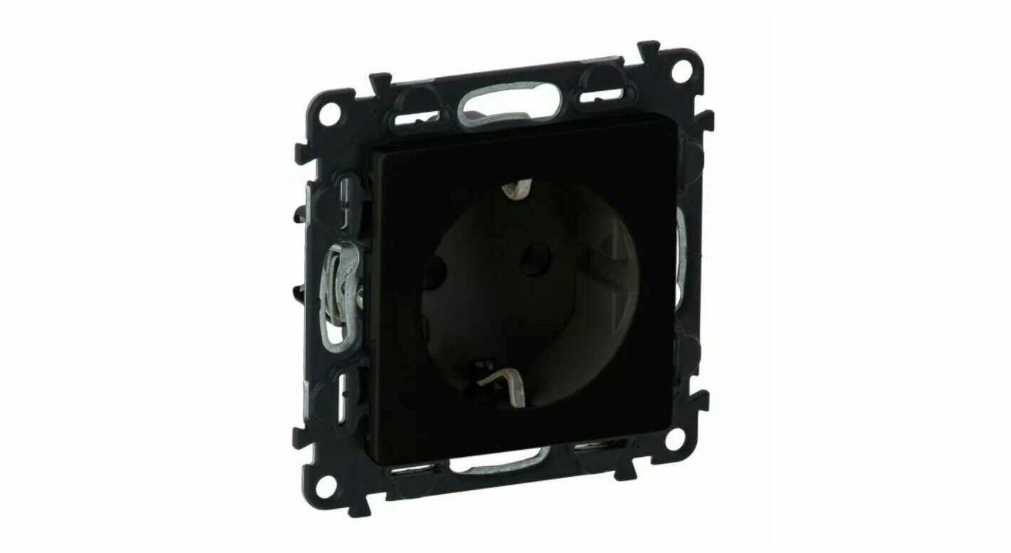 Legrand Valena LIFE Black. Силовая розетка 2К+З 16А 250В. Безвинтовые зажимы. Антрацит, 756321, 2 шт.