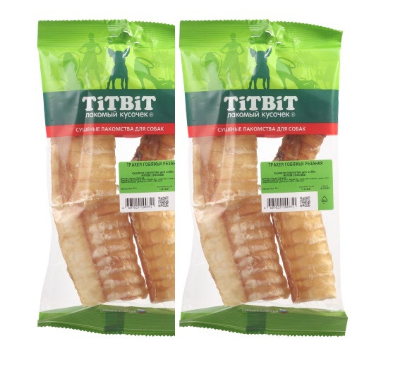 TiTBiT Лакомство для собак Трахея говяжья резаная (2 шт)