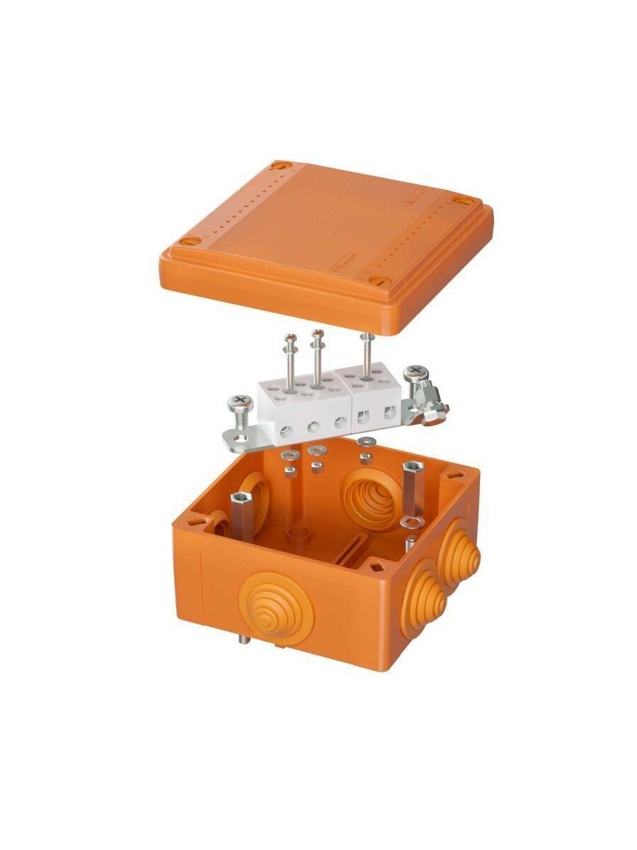 Коробка ответвительная FS 100х100х50мм 5р 450В 20А 10кв. мм с каб. вводами и клеммн. IP55 пластик. DKC FSB11510