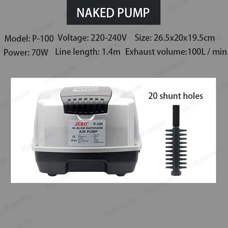 Jebo P 30 50 70 100 130 кислородный насос для пруда Белый, EU adapter plug, JEBO P-100