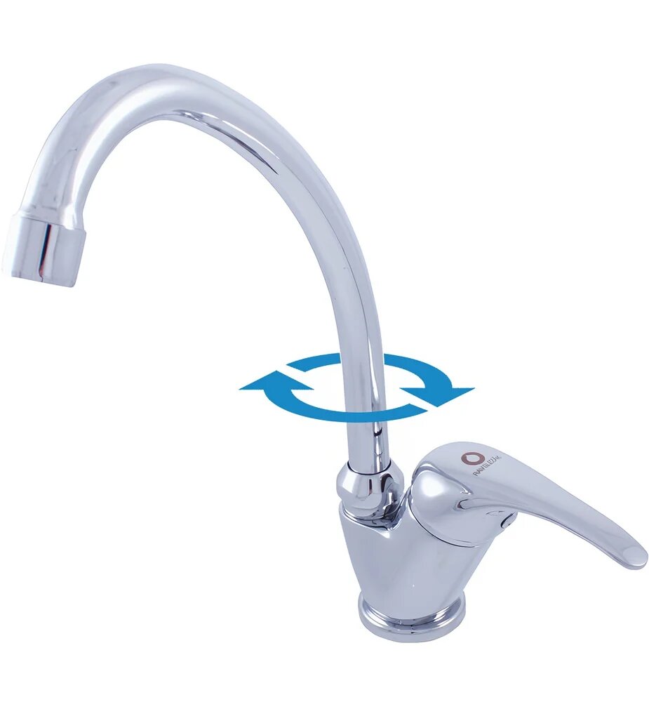 Смеситель для кухни Rav Slezak Sazava SA006.5/1 с поворотным изливом, хром, глянцевый, однорычажный, латунный, с керамическим картриджем