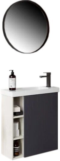 Мебель для ванной комнаты Aqwella Alba 60 R, подвесная, светлый камень, матовая серая