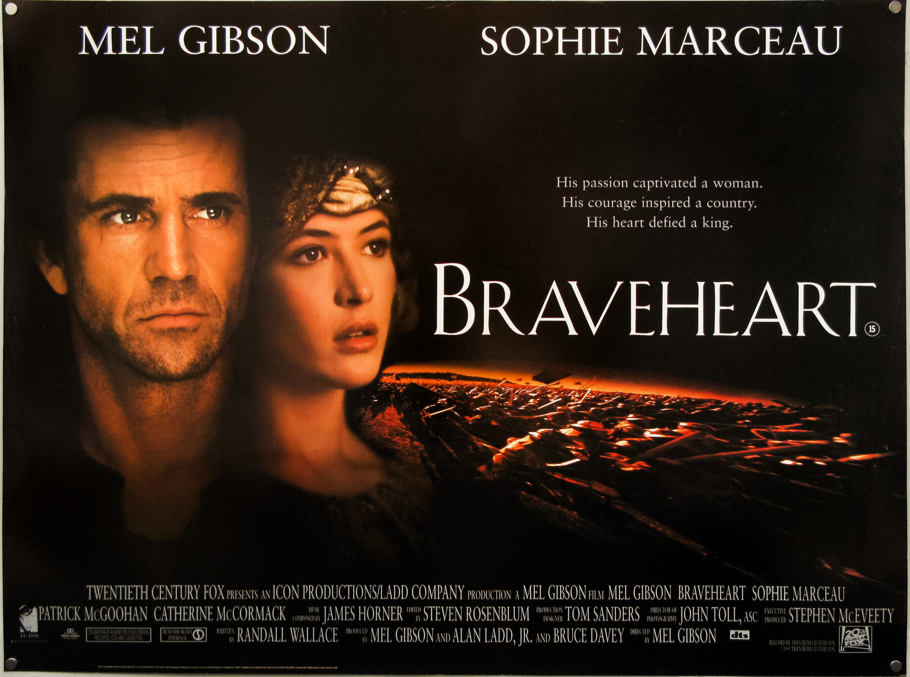 Плакат, постер Храброе сердце (Braveheart) 1995 на бумаге, размер 30х42см