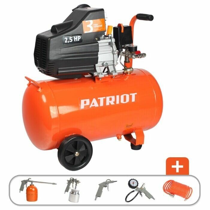 Компрессор поршневой Patriot EURO 50-260K (525306316) масляный 260л/мин 50л 1800Вт оранжевый