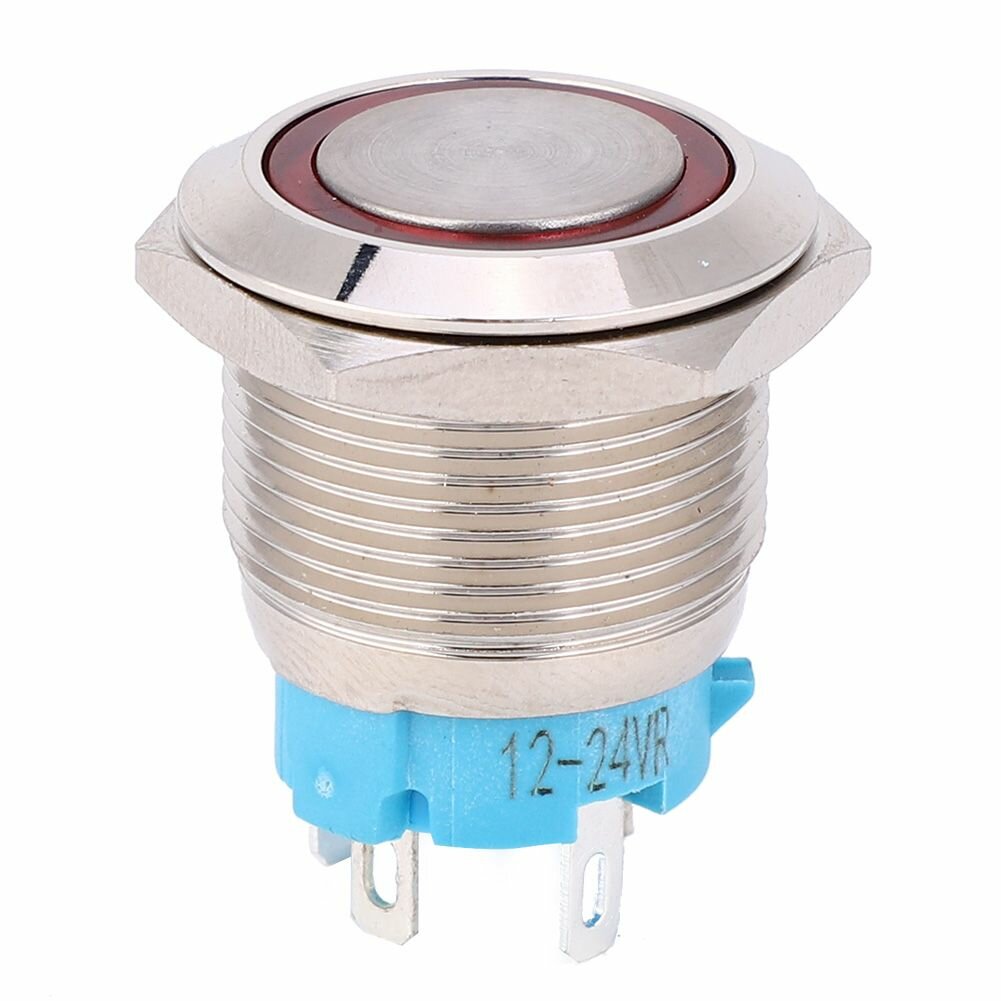 2 шт. Металл. кнопка 19 мм, 12-24 В, красная