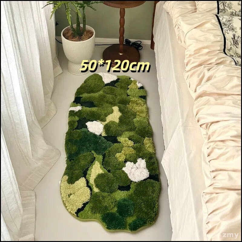 Ковер с флокированным лесным мхом / Мягкий и удобный коврик у кровати в спальне /Коврик для журнального столика 50*120см