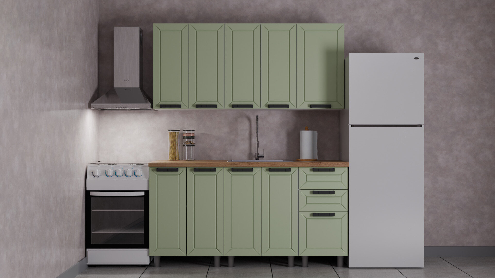 ГК Аленушка 1,6м Лилия Фиcташка/Фисташка, черный (без столешницы)