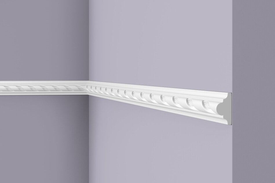 Молдинг NMC WO2, полистирол, фигурный, белый, под покраску, 38х18х2000мм.