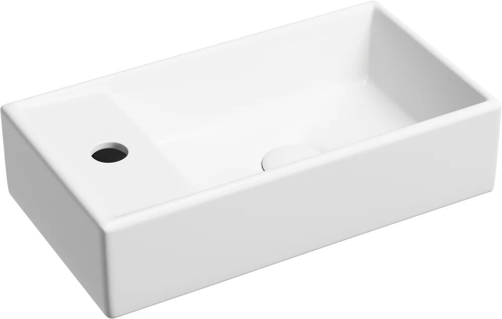 Раковина маленькая в туалет Ceramicanova Элемент (Element) CN6051RMW 41 мини, подвесная, белая, матовая, раковина для ванной фарфоровая, прямоугольная