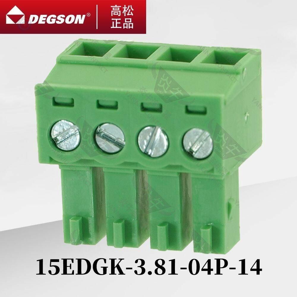 Оригинальный разъем DEGSON 15EDGK-3.81-04P, клеммная колодка 4 контакта, зелёный, для печатной платы, 7 А, 250 В, шаг 3,81 мм, защита от неправильного сопряжения, универсальная установка