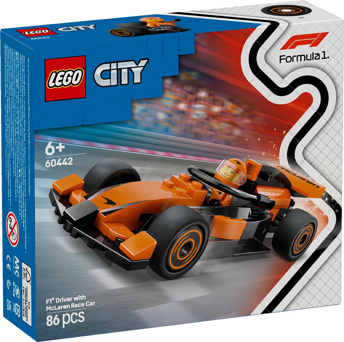 Конструктор LEGO City 60442 Пилот F1 на болиде McLaren