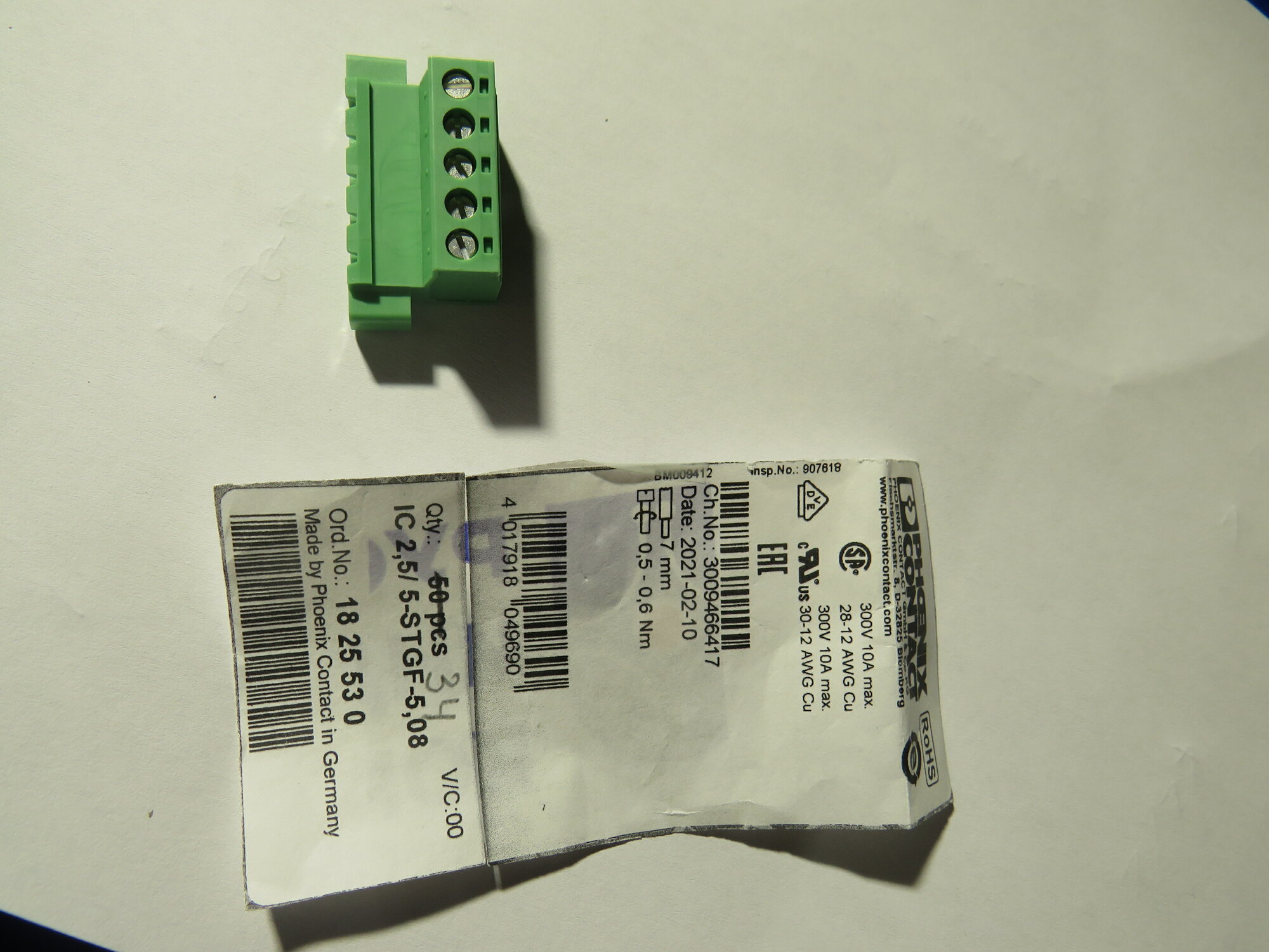 Штекер с торцевыми гайками для разъёма печатной платы, арт 1825530 , 1 шт