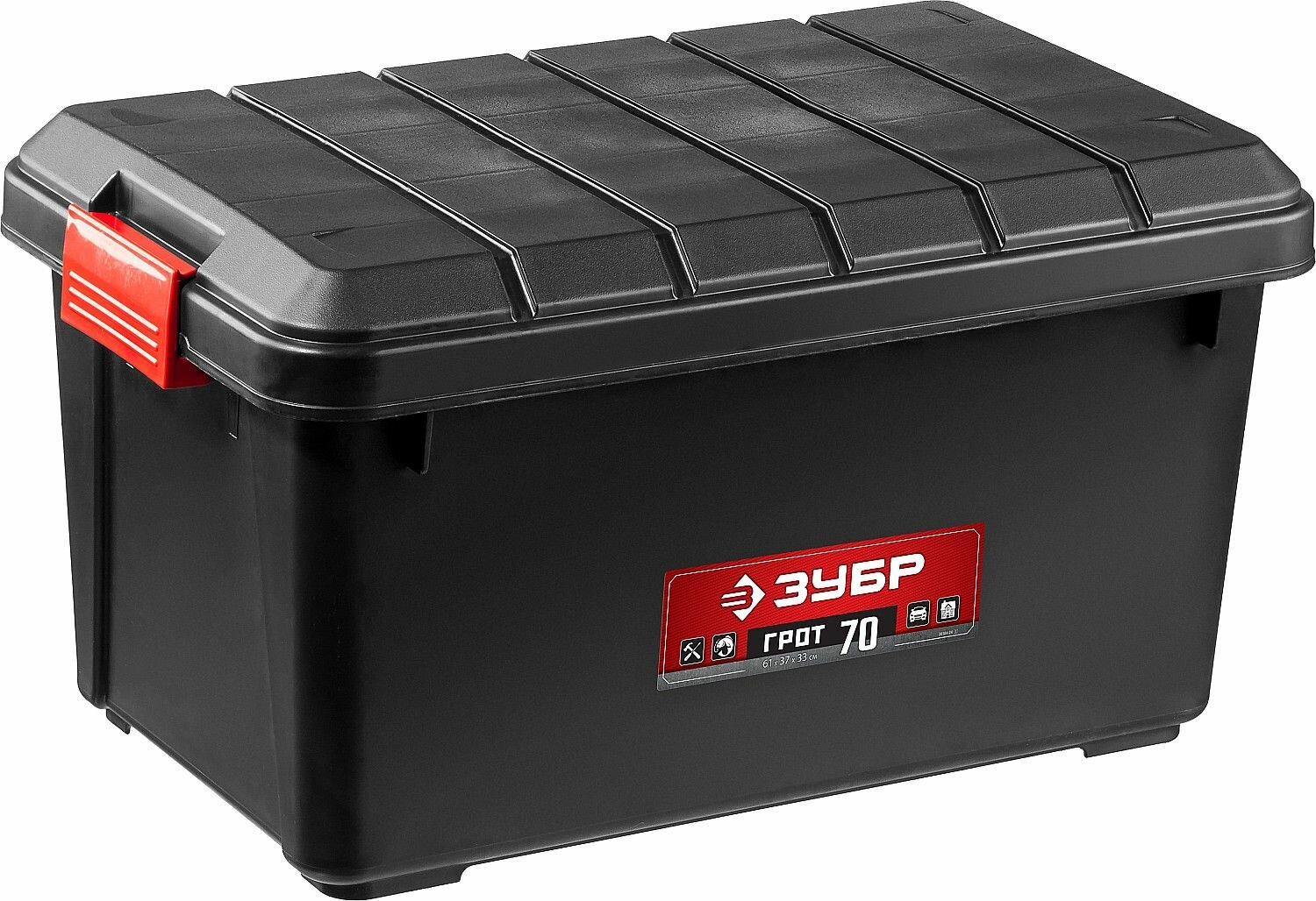 Усиленный ящик-контейнер ЗУБР ГРОТ-70, 70 л, объем 610х370х330 мм, с крышкой 38184-24_z01