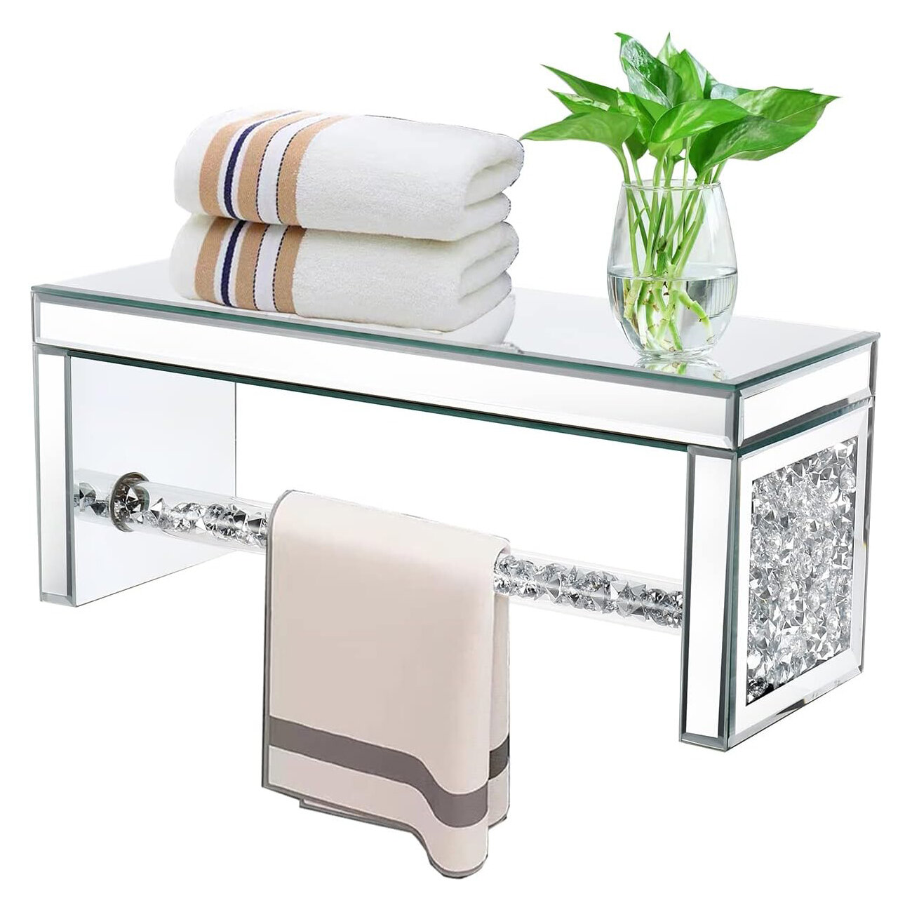 1 очаровательная хрустальная полотенцесушитель из алмазного стекла, настенная стеклянная зеркальная настенная полка