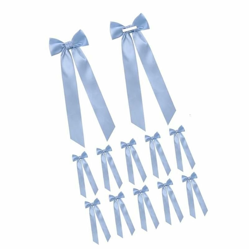 12 штук, бантом, самоклеящаяся подарочная свадебная лента, лента-светло-голубая