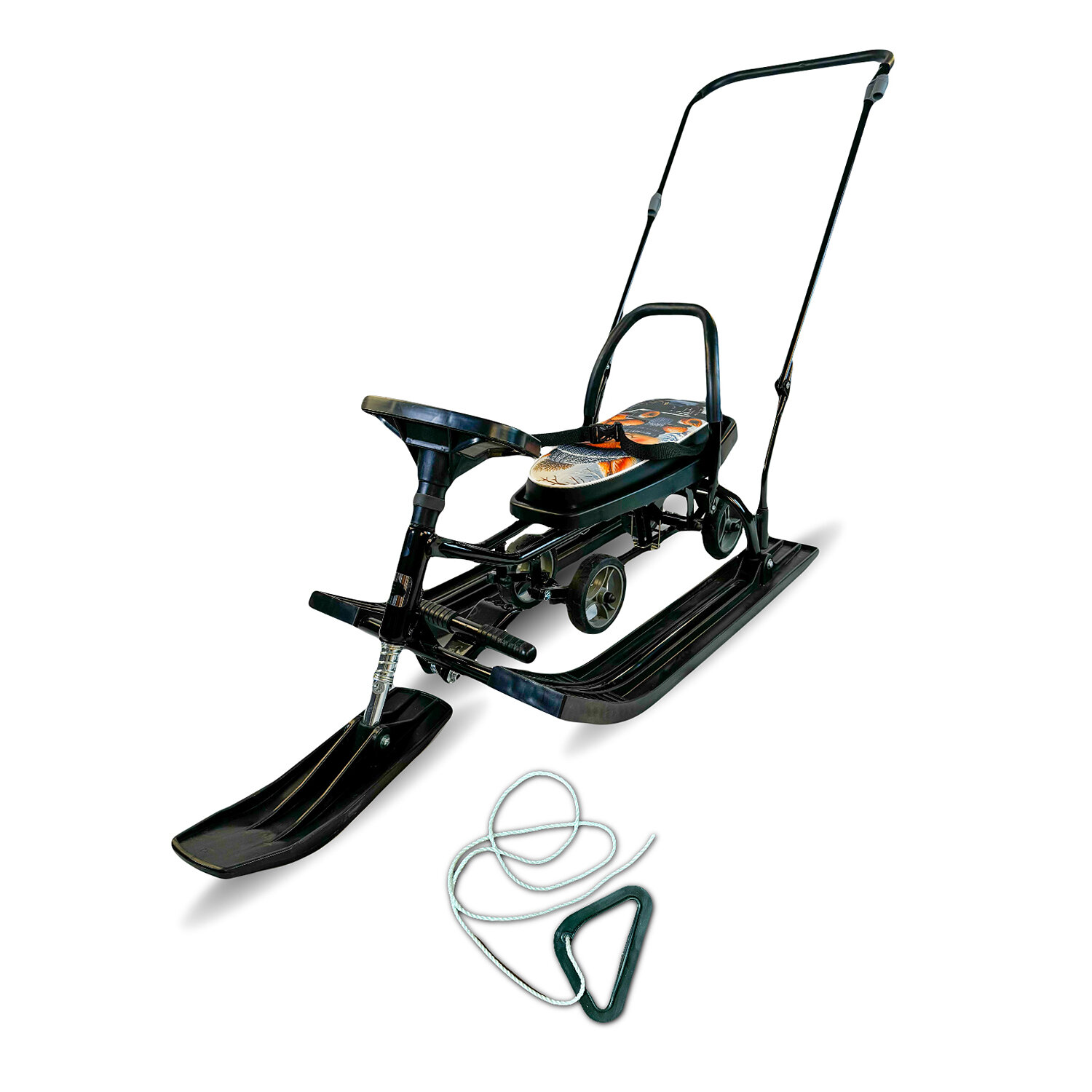 Снегокат детский 109 "Wheel" c П-образным толкателем и колесной базой (Олененок)