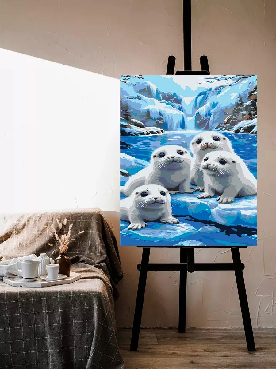 Картина по номерам Байкальская Нерпа Животные Лед Белек