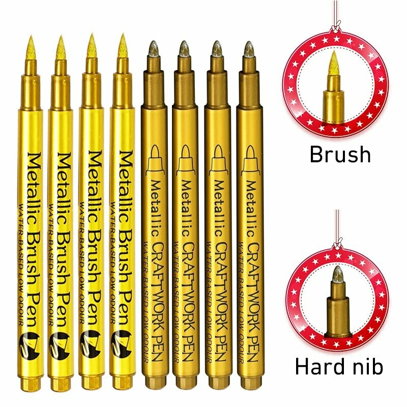 Маркеры Metallic Brush Pen, желтый, Brush, Hard nib