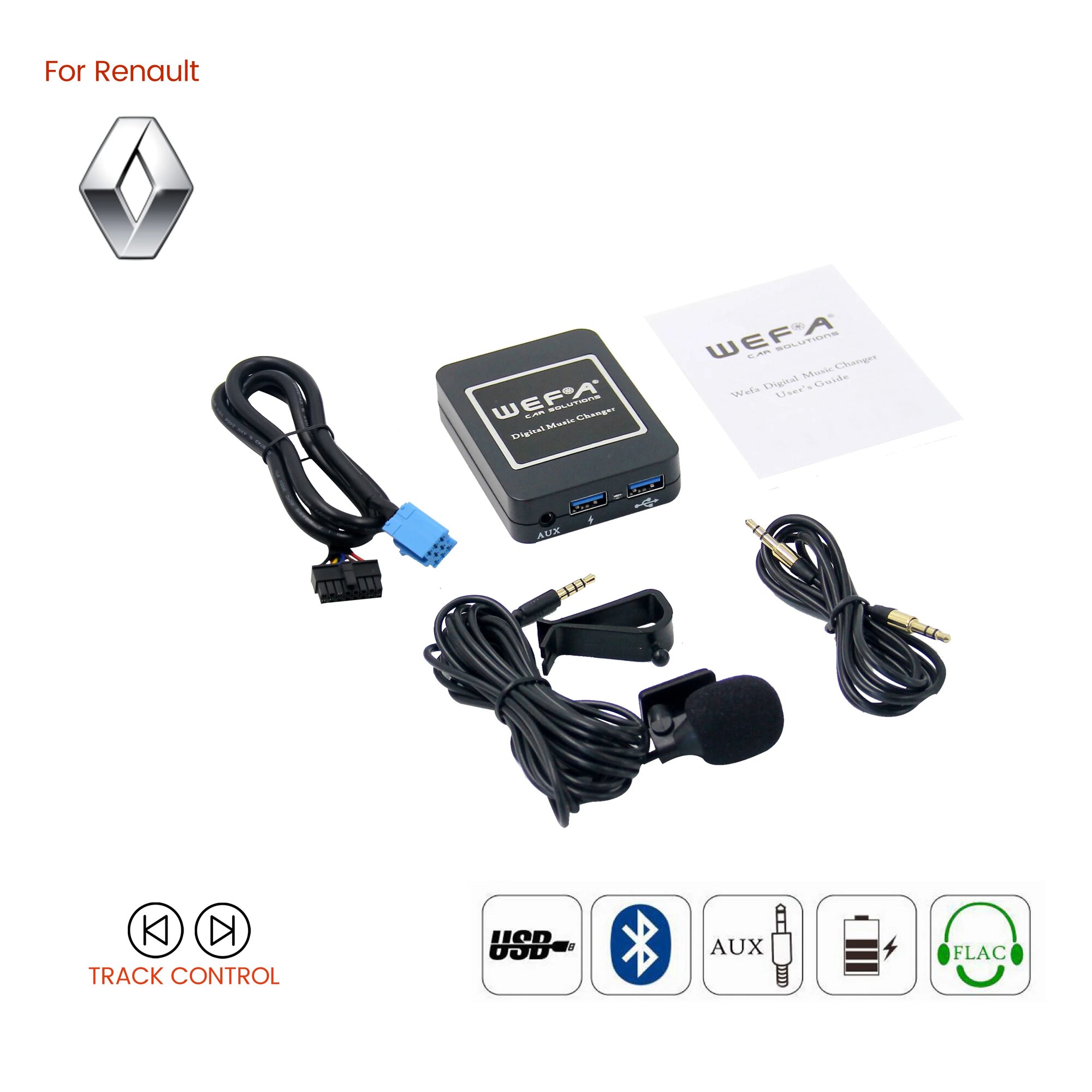 WEFA WF-606 Renault Bluetooth USB AUX автомобильный комплект интерфейса/аудио адаптер для Renault 8 pin автомобильные радиоприемники